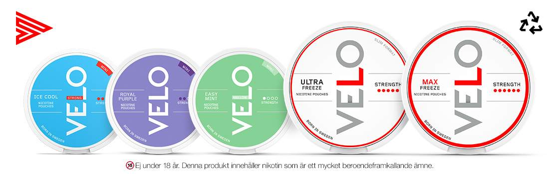 VELO - Köp VELO snus online - Alla smaker - Fri frakt - Minprilla.se